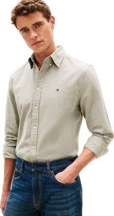 Tommy Hilfiger Herren Flex Dobby Sf Mw0mw29970 L/S Shirt, Green (Dark Artichoke), XL