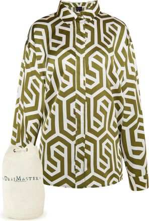 Dreimaster Dreimaster Hemdbluse + Einkaufstasche - SET Damen Wollweiss Oliv