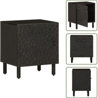 vidaXL The Living Store Nachttisch Schwarz 40x33x46 cm Massivholz Mango - Nachttisch - Mangoholz Tisch - Schwarze Kommode - Wohnzimmerm&ouml;bel