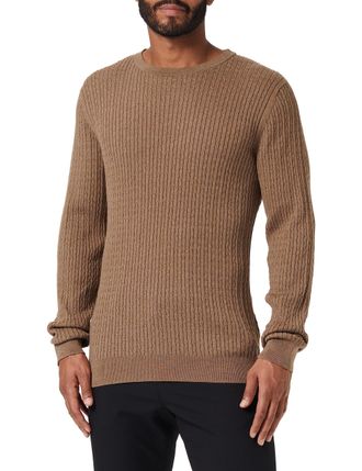 Selected SELETED HOMME Herren SLHBERG Cable Crew Neck NOOS Pullover, Teak/Detail:Melange, XX-Large