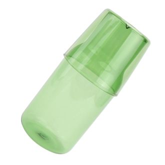 Happyyami Glasbecher und Wasserflasche Satz aus Hitzebest&auml;ndigem Borosilikatglas 1 Becher 1 Flasche Gro&szlig;es Fassungsverm&ouml;gen Gr&uuml;n Trinkset f&uuml;r Zuhause B&uuml;ro Party