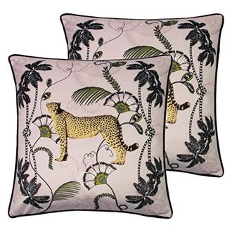 Riva Paoletti Tropica Cheetah Feder gefüllte Kissen (Twin Pack), Polyester, Blush, 45 x 45cm, 2