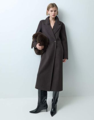 Jacqueline de Yong manteau long habill&eacute; brun chocolat-Marron