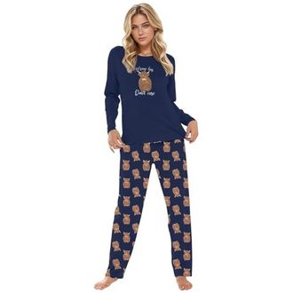 Generic Ensemble De Pyjama en Polaire &Agrave; Motif Animal pour Femmes Manches Longues Doux Chaud Pyjama dhiver Pantalon V&ecirc;tement De Nuit Tissu M&eacute;lang&eacute; Confortable 