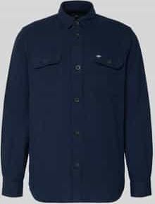 Fynch-Hatton Regular Fit Hemdjacke aus Leinen-Baumwoll-Mix mit Kentkragen