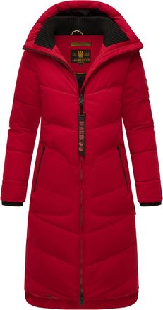 Marikoo Damen langer Wintermantel warmer Steppmantel mit verstellbarer Kapuze Benikoo Deep Red Gr. 3XL