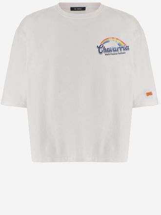 Willy Chavarria Mens Cotton T-Shirt With Rainbow Print White T-Shirts And Polos