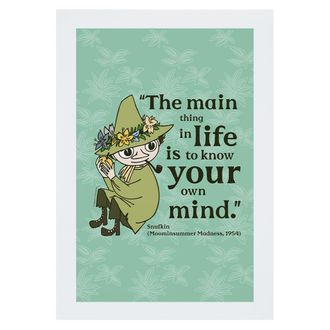 Moomin Wandposter mit englischsprachigem Zitat Know Your Own Mind Moominsummer Madness Snufkin, A4