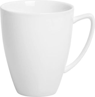 Ambition Weiße Kaffeetasse 400 ml Monaco Porzellanbecher mit Griff für Kaffee Tee Cappuccino Spülmaschine & Mikrowelle