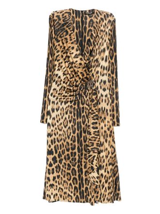 Roberto Cavalli robe à imprimé animalier - Marron