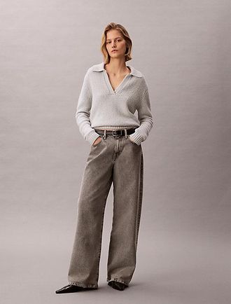 Calvin Klein Pull polo en laine m&eacute;rinos boucl&eacute;e