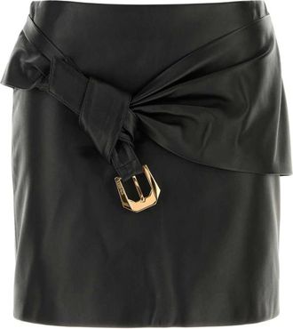 Versace Femme, Jupes, Noir, Taille: 36 FR Mini-jupe en cuir avec d&eacute;tail torsad&eacute;