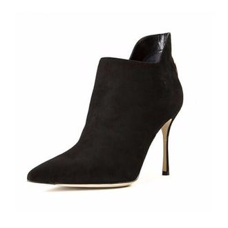 Generic Bottines Classiques Noires &agrave; Talon Aiguille pour Femme,Bottines Confortables &agrave; Talon Haut et Bout Pointu,Chaussures de Soir&eacute;e &eacute;l&eacute;gantes en Daim avec F