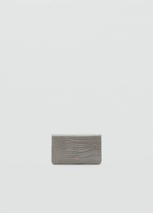 Mango Portefeuille moyen effet croco gris - Femme - Taille unique - MANGO