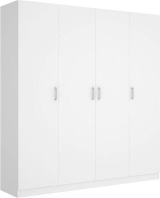 Dmora Dmora - Armoire Bove, Portemanteau pour chambre, Armoire avec 4 portes battantes, 200x52h215 cm, Blanc, avec emballage renforcé