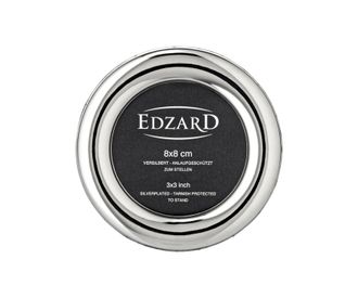 Edzard Mini-Bilderrahmen Kreis für Foto 8x8 cm, edel versilbert, anlaufgeschützt, mit Samtrücken, Fotorahmen zum Stellen