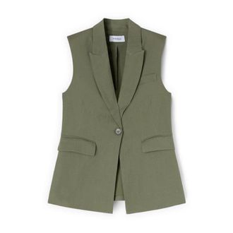 Motivi Ma&szlig;geschneiderte Weste aus Leinenmischung - - Jackets - Damen - Gr&uuml;n - 2XS