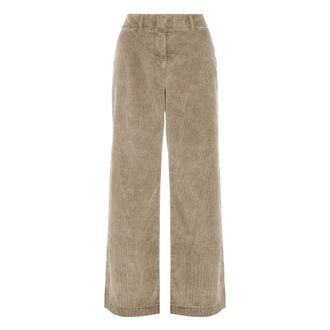 Bomboogie Femme, Pantalons, Beige, Taille: 44 FR Pantalon Palazzo en Velours C&ocirc;tel&eacute; D&eacute;lav&eacute; &agrave; lAcide