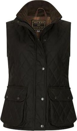 Walker and Hawkes Gilet Matelass&eacute; Haxby en Cire pour Femmes - Olive - 10