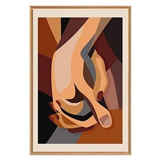 Ceanothe Tableau mural encadr&eacute; mains enlac&eacute;es 65x97 cm - Tableau Mural D&eacute;coratif - Image Encadr&eacute;e Imprim&eacute;e en HD - Impression 65x97 cm sur Fibres de Bois FSC -