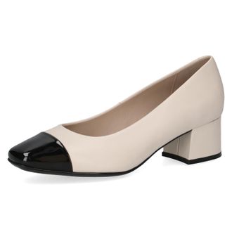 Caprice Damen Pumps Kleiner Absatz Elegant, Mehrfarbig (Offwhite/Black), 36 EU