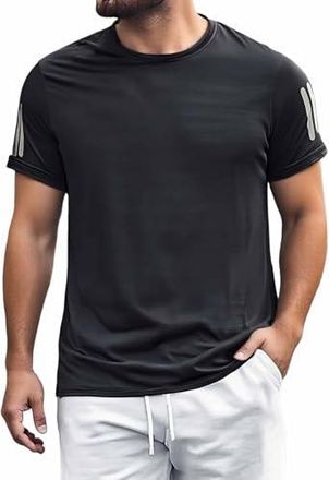Generic T-shirt &agrave; col rond &agrave; manches courtes pour homme - L&eacute;ger - Respirant - Confortable - Coupe ample - D&eacute;contract&eacute; - Manches courtes - T-shirt de sport &eacute;l&eacute;