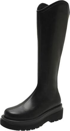 Minetom Femme Bottes Hautes au Genou Automne Hiver Bottes Longues Chaud Doublure Boots Fermeture &Eacute;clair Chaussures C Noir 37 EU