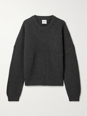 Khaite Manuela Pullover Aus Geripptem Kaschmir - Grau