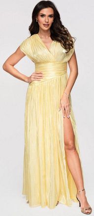Ombre Abendkleid Damen Abendkleid Maxi mit V-Ausschnitt Gelb M (kein Set, 1-tlg)
