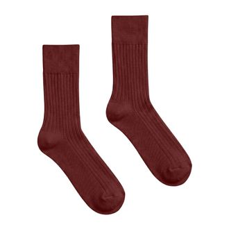 Wolford unisex, Sous-v&ecirc;tements, Rouge, Taille: XS Chaussettes c&ocirc;tel&eacute;es en coton de luxe