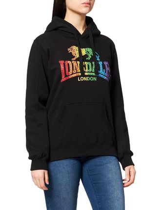 Lonsdale Mens RAMELTON Kapuzensweatshirt, Black/Rainbow, XXL
