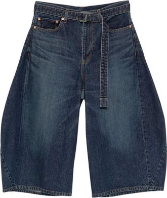 sacai Femme, Shorts, Bleu, Taille: 40 FR Short en jean ceintur&eacute;
