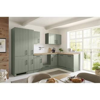 Respekta L K&uuml;che Einbauk&uuml;che Winkelk&uuml;che Landhaus Leerblock Gr&uuml;n Anton 310 cm Respekta