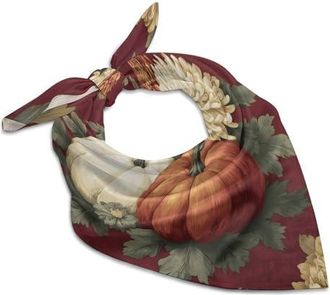 Generic Écharpe carrée en soie légère avec motif citrouilles bleues et étoiles pailletées pour cheveux, foulard respirant, cadeau pour homme et femme, multico