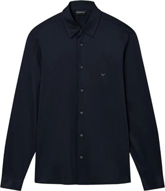 Emporio Armani Homme, Chemises, Bleu, Taille: 42 FR Chemise Slim-fit en jersey Lyocell m&eacute;lang&eacute;