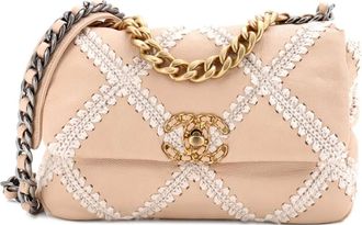 Chanel 19 Flap Bag Crochet Quilted Calfskin Medium crossbody bag - Nude