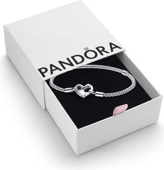 Pandora Armband mit Infinity Herzverschluss aus Sterlingsilber in der Farbe Silber, Kompatibel mit PANDORA Moments Armbänder, Länge: 16cm, 592453C00-16