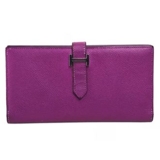 Herm&egrave;s Pre-owned Leder Portemonnaies - - Pre-owned - Damen - Lila - ONE SIZE