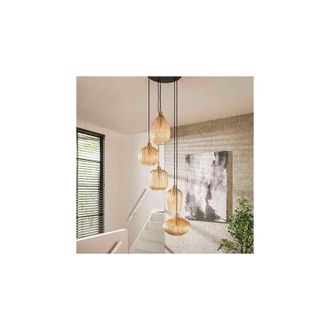 M&S Collection M&s - Suspension 5 lampes 40x40x180 cm en verre ambré et métal