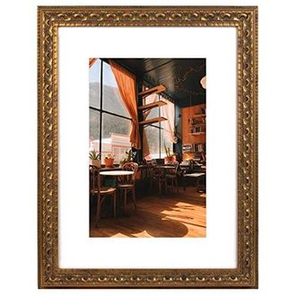 Golden State Art 30,5 x 40,6 cm, bronzefarbener Rahmen, weiße Matte für 20,3 x 30,5 cm große Bilder, komplexes Form-Design, Wandmontage, Hoch-/Querformat, gehärtetes G