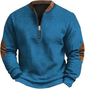 Generic Pull pour homme avec impression 3D, sweat-shirt pour homme, fermeture &eacute;clair 1/4, T-shirts &agrave; manches longues, vintage, d&eacute;contract&eacute; et tendance, sans c