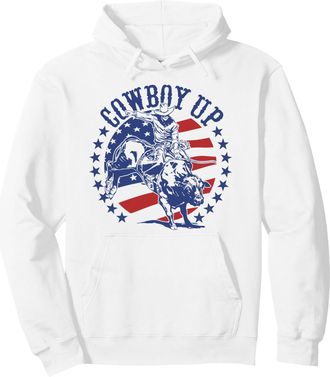 Trendy Apparel Cowboy Up United States of America Flag Pullover Hoodie