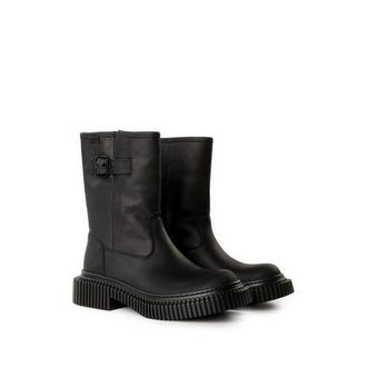 Camper Boots unies crant&eacute;es en cuir