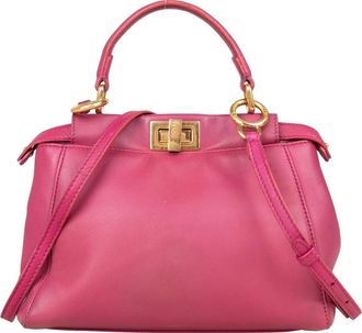 Fendi Crossbody Bags - Fendi Pink Leather Peekaboo Mini Handbag - Gr. unisize - in Gold - f&uuml;r Damen