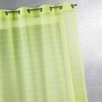 HOME MAISON Homemaison - Vorhang, Fantasie, feine Streifen, 100% Polyester, Blickdicht und dekorativ, f&uuml;r Wohnzimmer, Schlafzimmer, &Oslash; 4 cm, runde &Ouml;sen, silberfarb