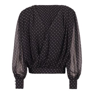 Rotate V-Ausschnitt-Bluse mit volumin&ouml;sen &Auml;rmeln - - Blouses & Shirts - Damen - Schwarzk - S