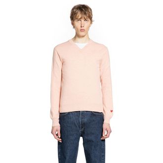 Comme Des Gar&ccedil;ons Heart V-Neck Sweater in Wool