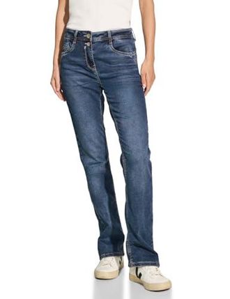Cecil Damen B378530 Bootcut Jeans, Mid Blue Wash, 32W / 28L EU