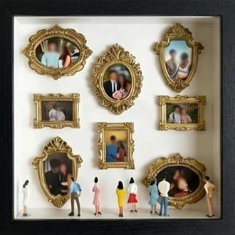 Generic Mini bo&icirc;te de pr&eacute;sentation de silhouette de mus&eacute;e &agrave; faire soi-m&ecirc;me, affichage de m&eacute;moire personnalis&eacute; avec mini figurines et cadres dor&eacute;s, d&eacute;coration 