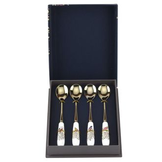 Portmeirion Sara Miller London Portmeirion Home & Gifts Chelsea Teel&ouml;ffel 4er-Set, Keramik, Mehrfarbig, 15 cm lang